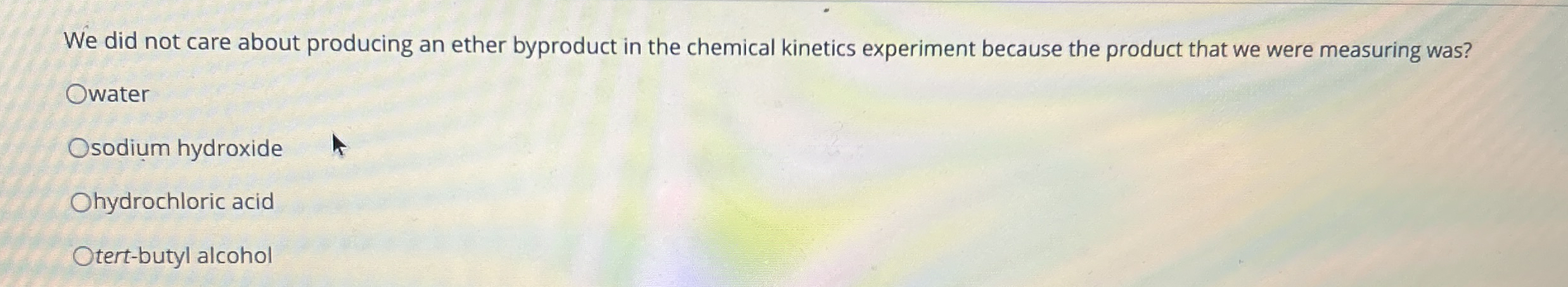 Solved We did not care about producing an ether byproduct in | Chegg.com