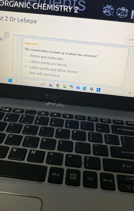 Solved ORGANICCHEMISTRY2ExitQUESTION 7The crystal lattice is | Chegg.com