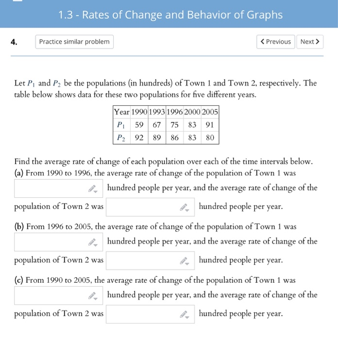 Solved 1.3 - Rates of Change and Behavior of Graphs Practice | Chegg.com