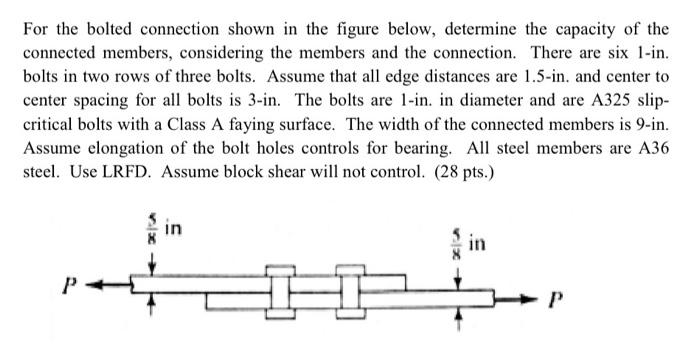 Solved For the bolted connection shown in the figure below, | Chegg.com