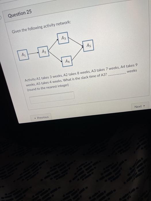 Solved Question 23 Given the following activity network: A2 | Chegg.com