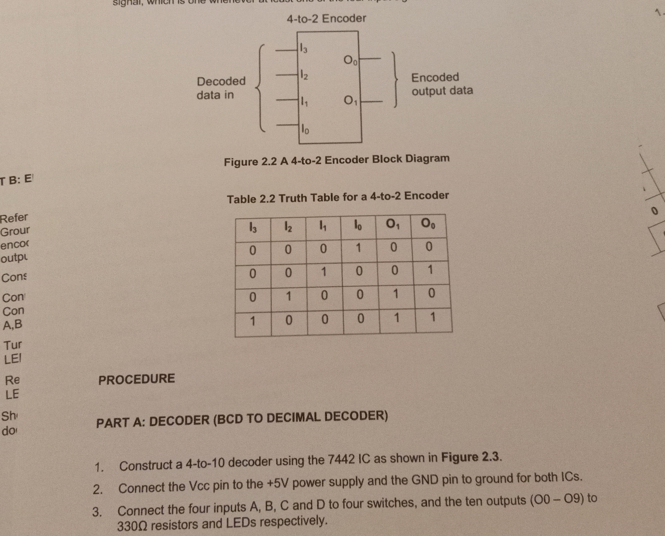 Solved Figure 2.2 ﻿A 4-to-2 ﻿Encoder Block DiagramT B: | Chegg.com