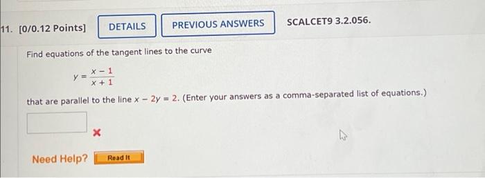 Solved 11. [0/0.12 Points] y = Need Help? DETAILS Find | Chegg.com