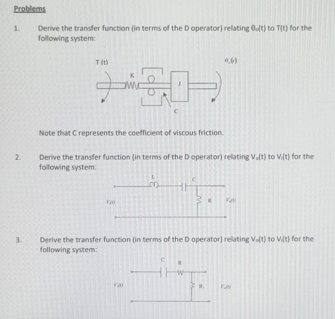 Solved Derive the transfer function (in terms of the D | Chegg.com
