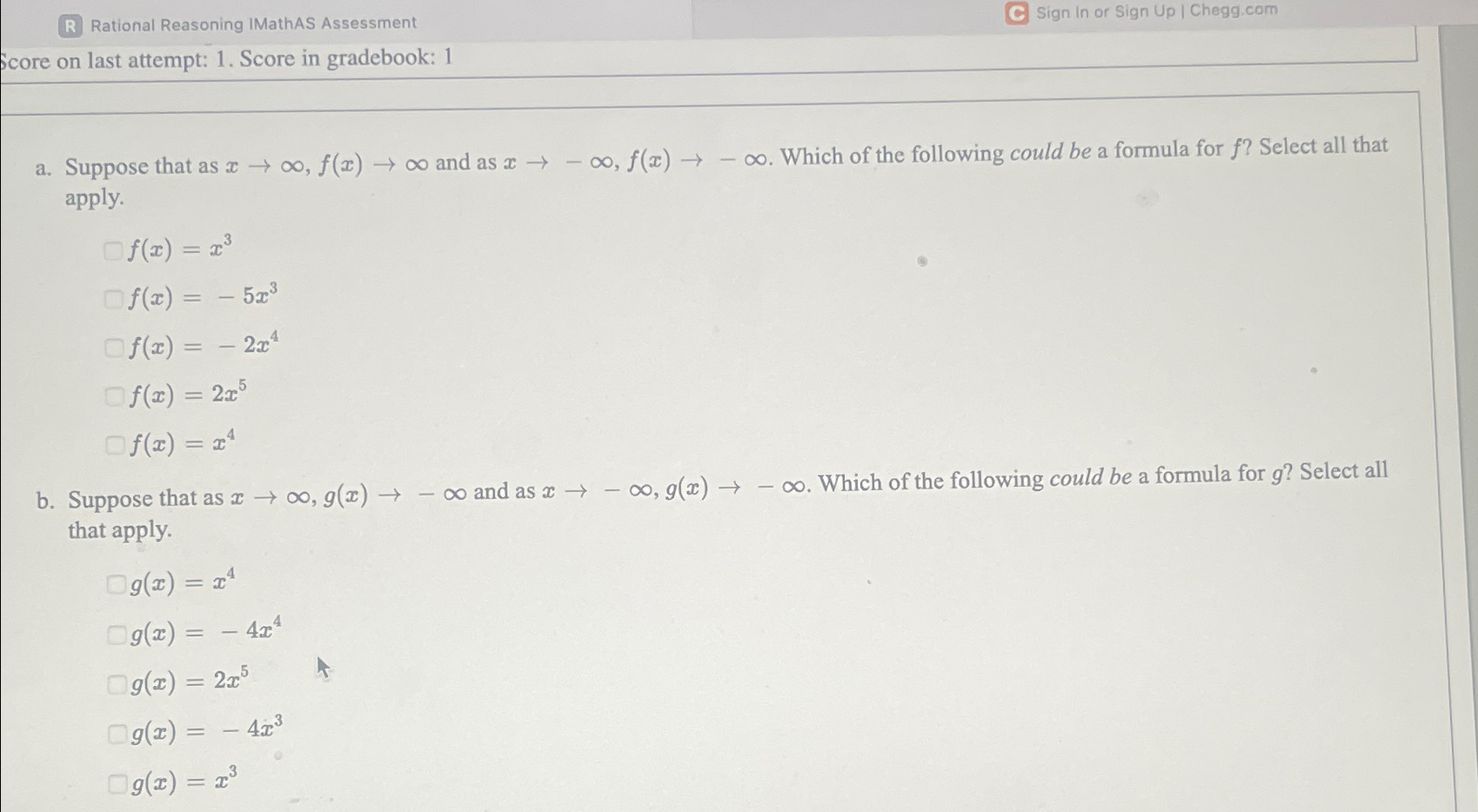 Solved Rational Reasoning IMathAS AssessmentSign In or Sign | Chegg.com