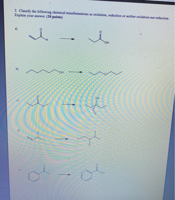 Solved 2. Classify the following chemical transformations as | Chegg.com