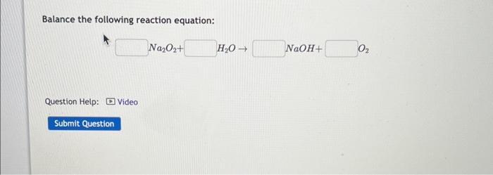 Solved Balance the following reaction equation: | Chegg.com