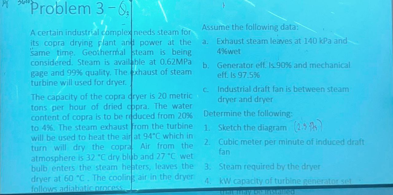 Solved Problem 3-θ3A certain industrial complex needs steam | Chegg.com