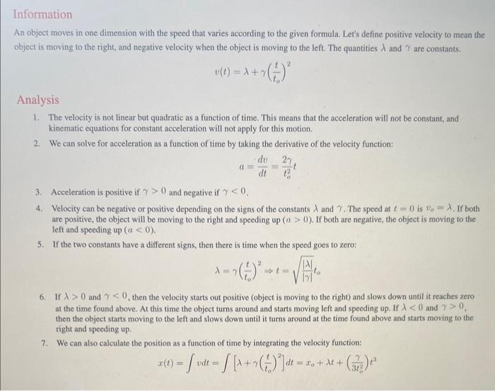 Solved An object moves in one dimension with the speed that | Chegg.com