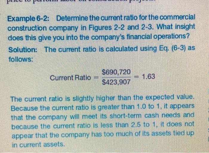 Example 6-1: Determine the quick ratio for the | Chegg.com