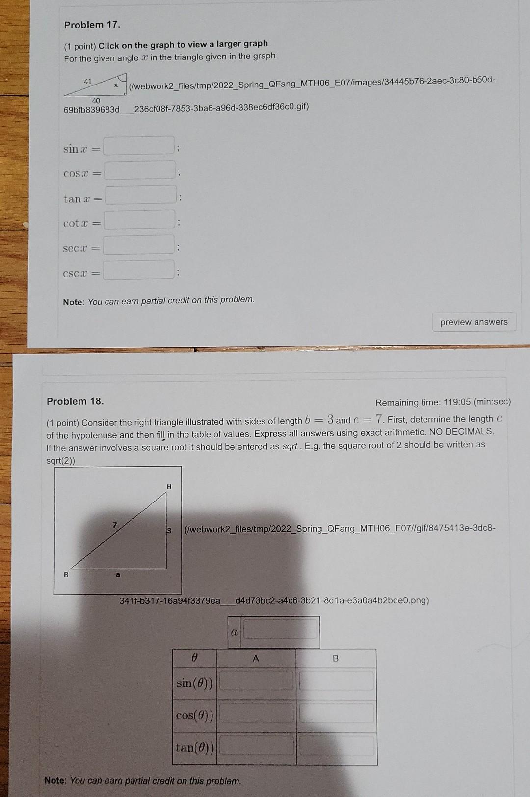 Solved Problem 17. (1 point) Click on the graph to view a | Chegg.com