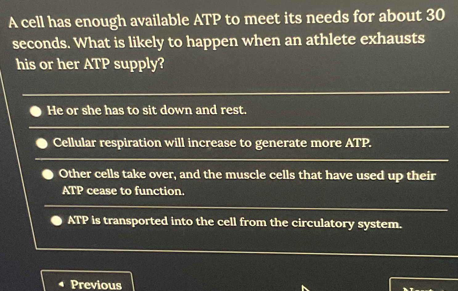 Solved A cell has enough available ATP to meet its needs for | Chegg.com