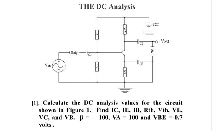 Solved THE DC Analysis [1]. Calculate the DC analysis values | Chegg.com