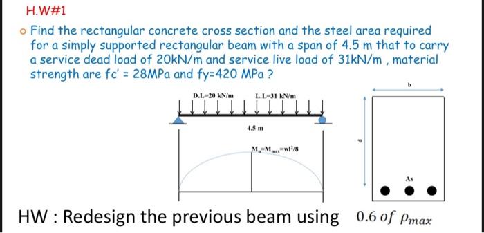 Solved Find the rectangular concrete cross section and the | Chegg.com