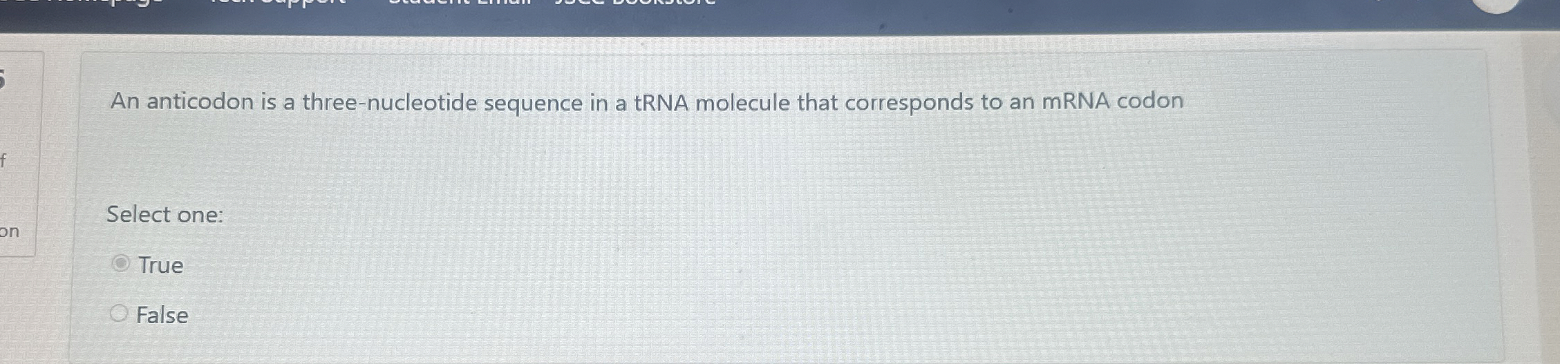 Solved An anticodon is a three-nucleotide sequence in a tRNA | Chegg.com