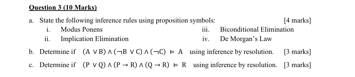 Solved Question 3 ﻿a. ﻿State the following inference rules | Chegg.com