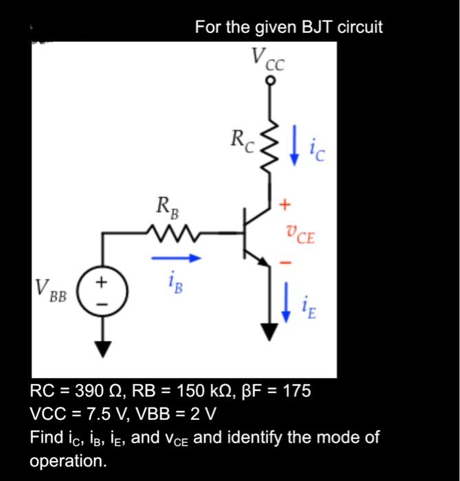 Solved For the given BJT circuit | Chegg.com