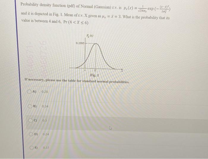 Solved Probability density function (pdf) of Normal | Chegg.com