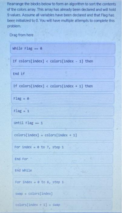 Solved Rearrange the blocks below to form an algorithm to | Chegg.com