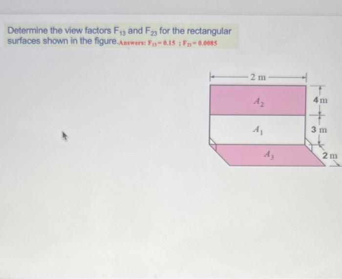 Solved Determine the view factors F13 and F23 for the | Chegg.com