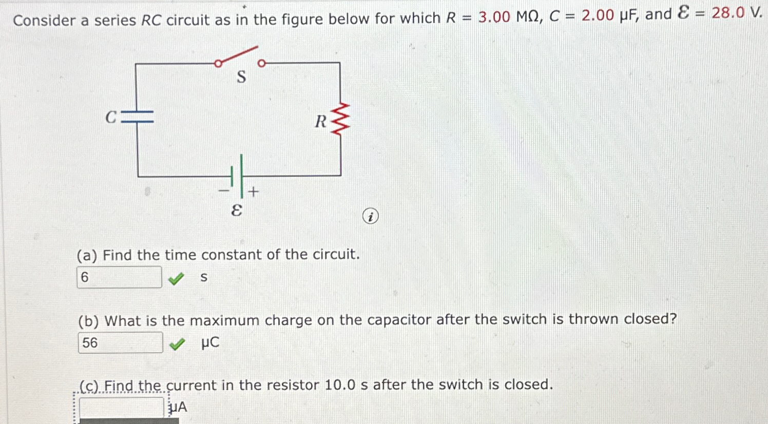 Solved Consider a series RC ﻿circuit as in the figure below | Chegg.com