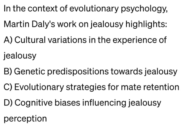Solved In the context of evolutionary psychology, Martin | Chegg.com