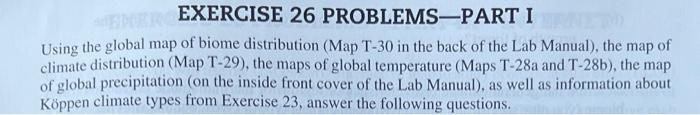 Solved EXERCISE 26 PROBLEMS-PART I Using the global map of | Chegg.com