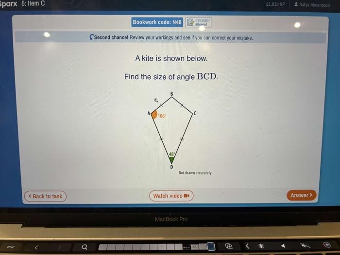 Solved A kite is shown below. Find the size of angle BCD.A | Chegg.com