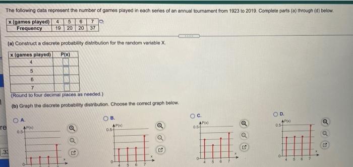 Solved The following data represent the number of games | Chegg.com