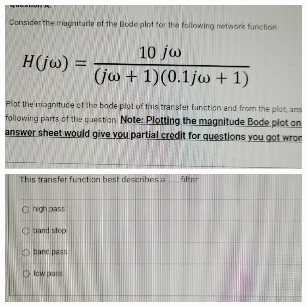 Solved Consider the magnitude of the Bode plot for the | Chegg.com