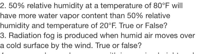 Solved 2. 50% relative humidity at a temperature of 80°F | Chegg.com