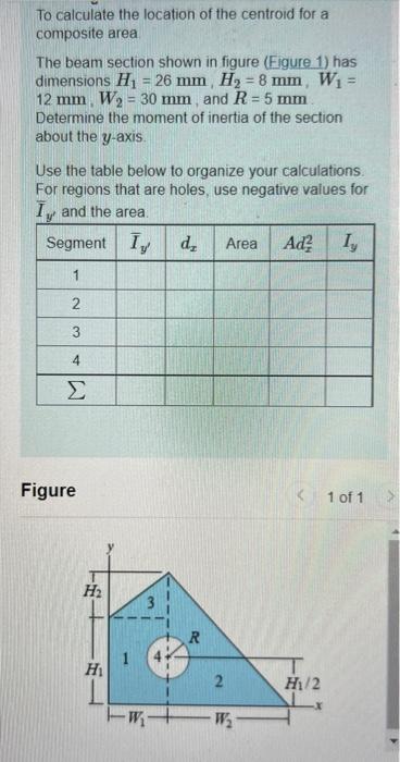 Solved To calculate the location of the centroid for a | Chegg.com