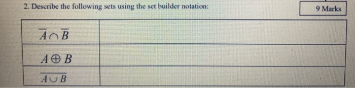 2. Describe the following sets using the set builder | Chegg.com