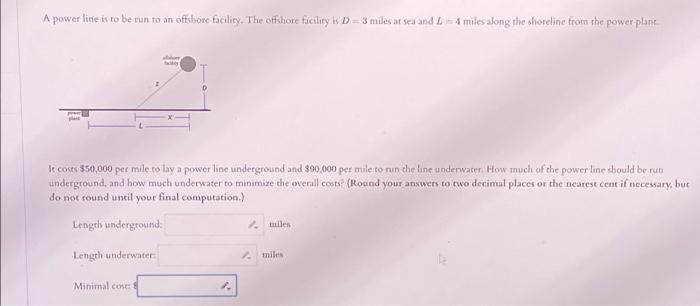 Solved A power line is to be run to an offshore facility. | Chegg.com
