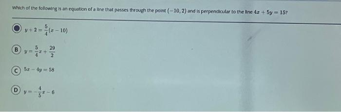 Solved Which of the following is an equation of a line that | Chegg.com