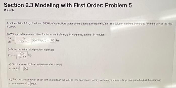 Solved Section 2 3 Modeling With First Order Problem 5 1