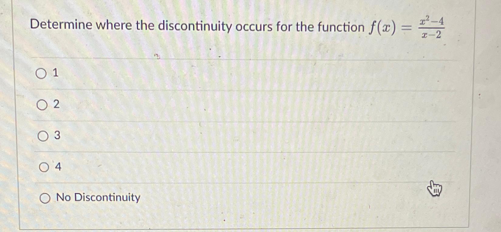 Solved Determine Where The Discontinuity Occurs For The