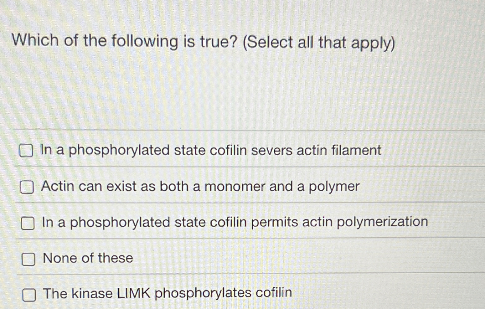 Solved Which of the following is true? (Select all that | Chegg.com