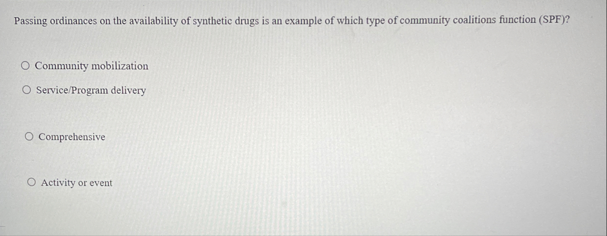 Solved Passing ordinances on the availability of synthetic | Chegg.com