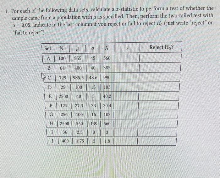 Solved 1. For each of the following data sets, calculate a | Chegg.com
