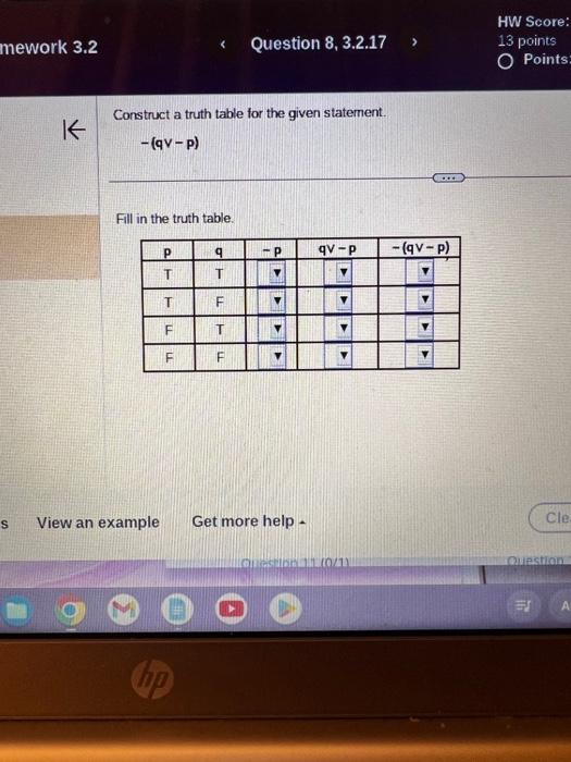 Solved Construct a truth table for the given statement. | Chegg.com