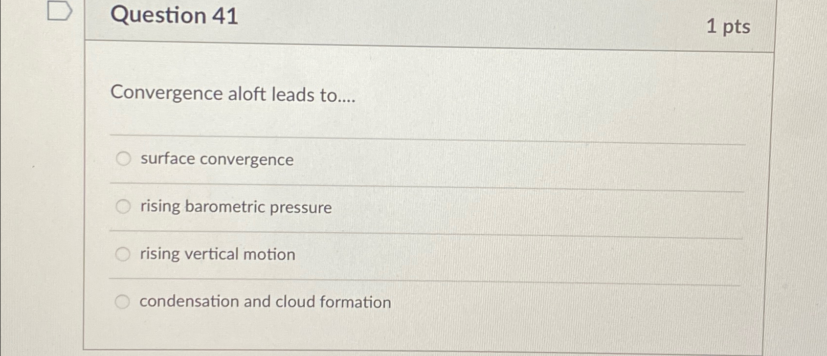 Solved Question 411 ﻿ptsConvergence aloft leads | Chegg.com