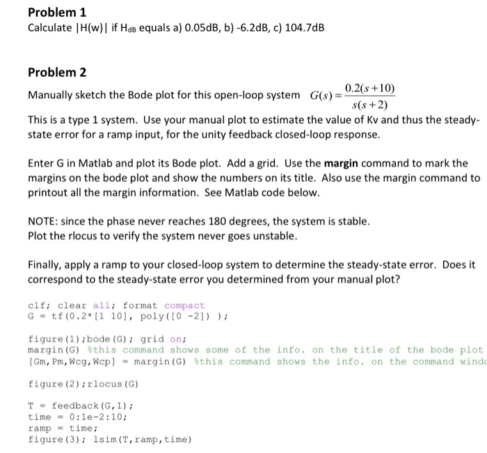 Solved Problem 1 Calculate H(w) if HdB equals a) 0.05dB, b) | Chegg.com