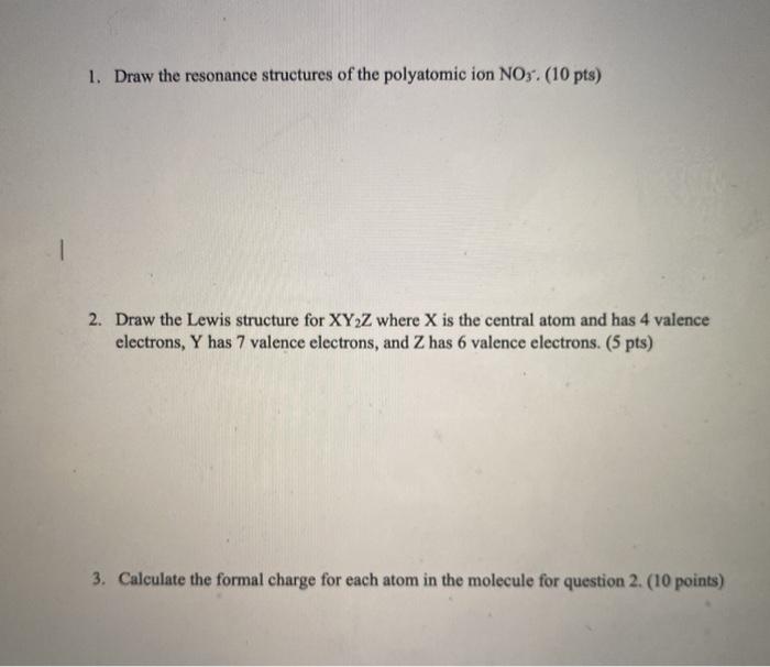 Solved 1. Draw the resonance structures of the polyatomic | Chegg.com