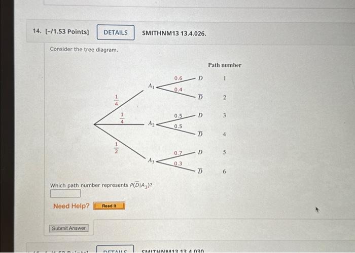 Solved Consider the tree diagram. Which path number | Chegg.com