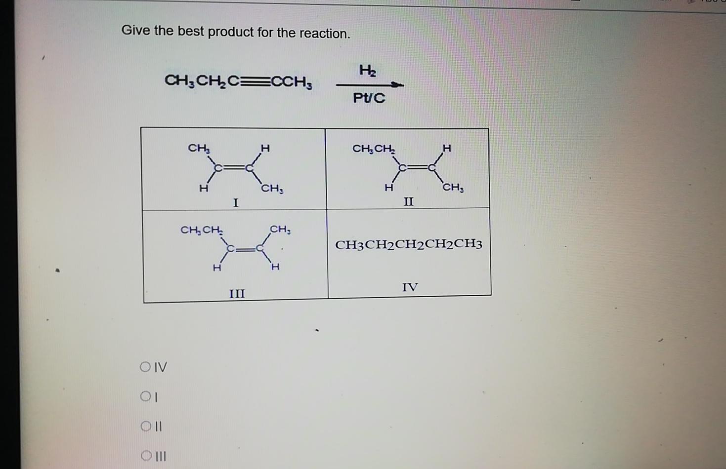 Solved Give the best product for the reaction. CH3CH2C=CCH3 | Chegg.com