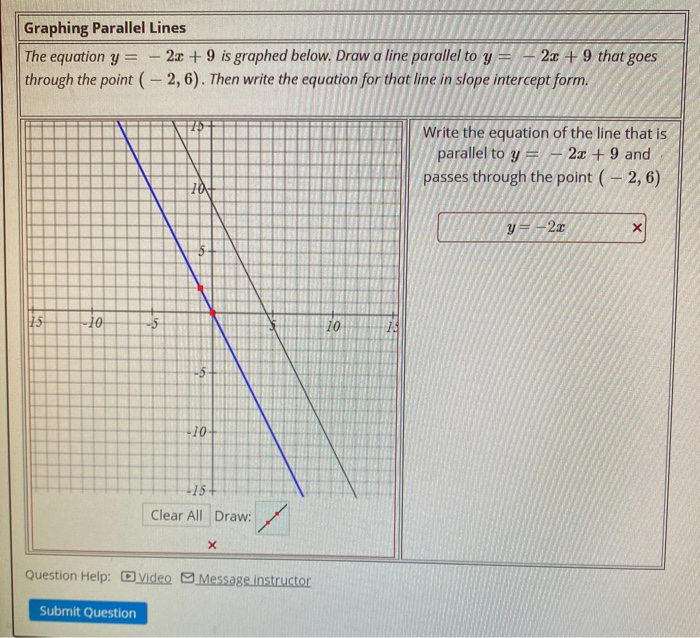 Solved Graphing Parallel Lines The equation y = 2x + 9 is | Chegg.com