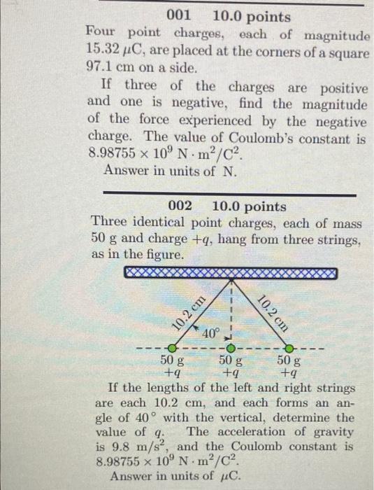 Solved 00110.0 points Four point charges, each of magnitude | Chegg.com