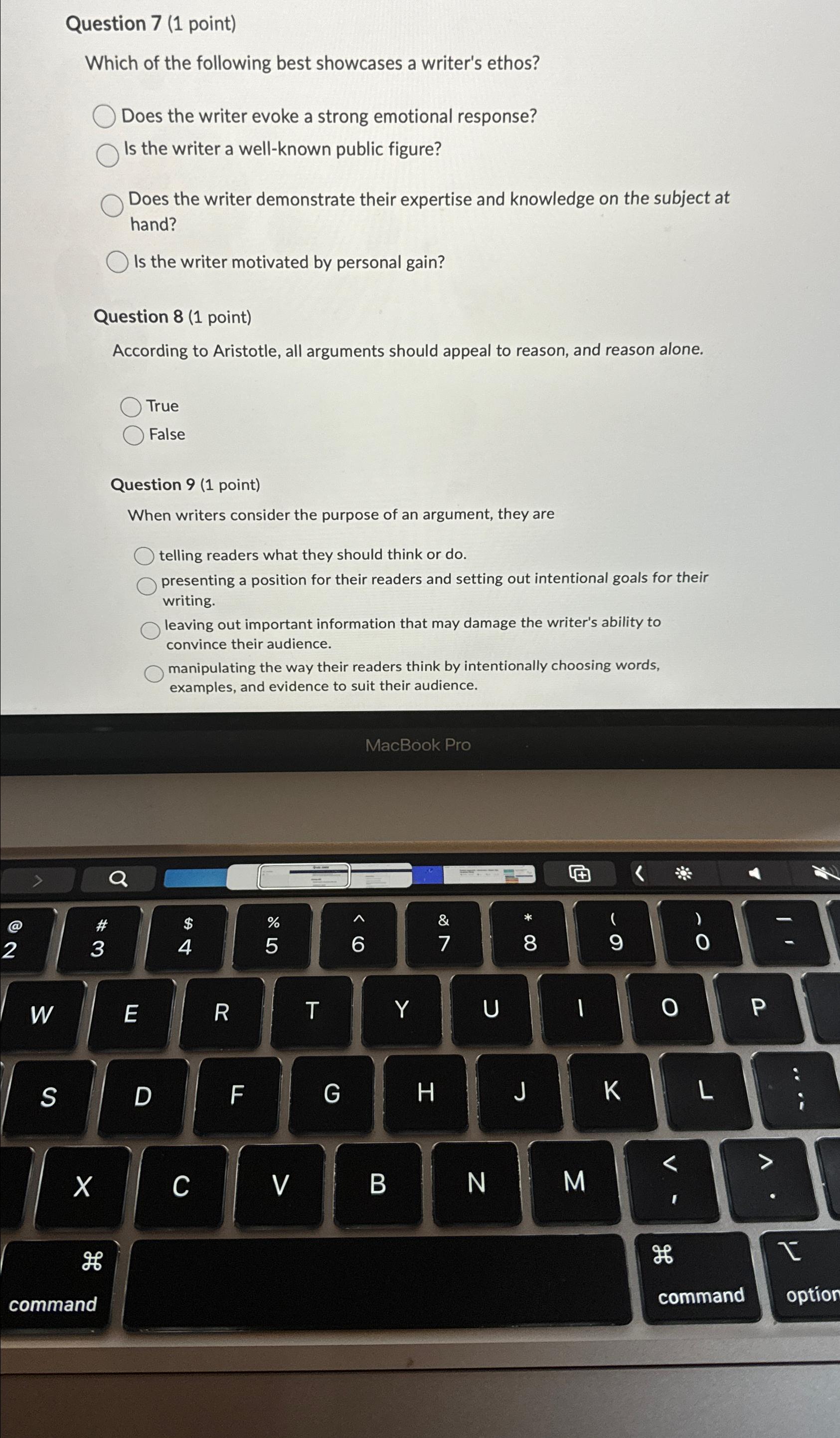 Solved Question 7 (1 ﻿point)Which of the following best | Chegg.com
