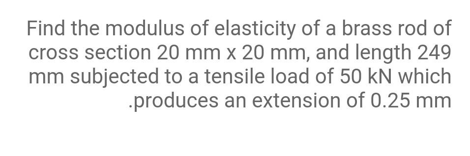 Solved Find the modulus of elasticity of a brass rod of | Chegg.com